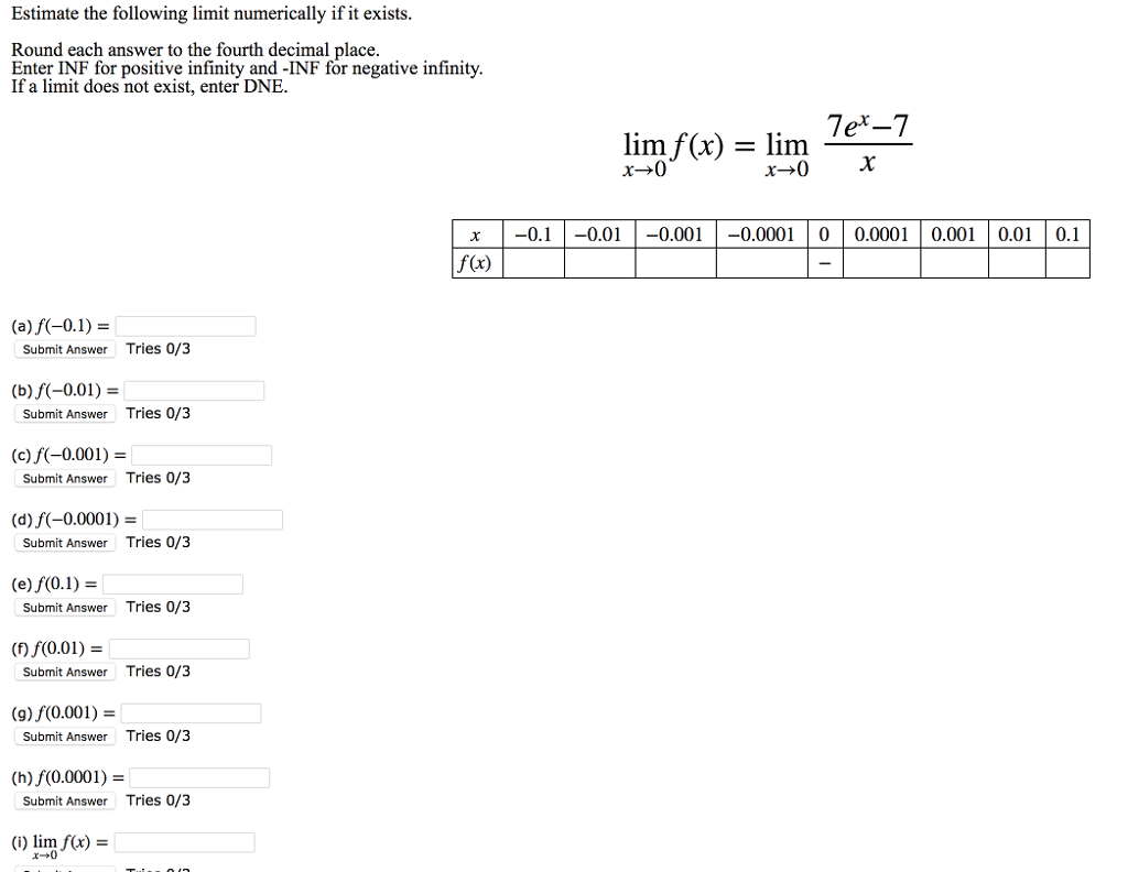 Solved Estimate the following limit numerically if it exists | Chegg.com