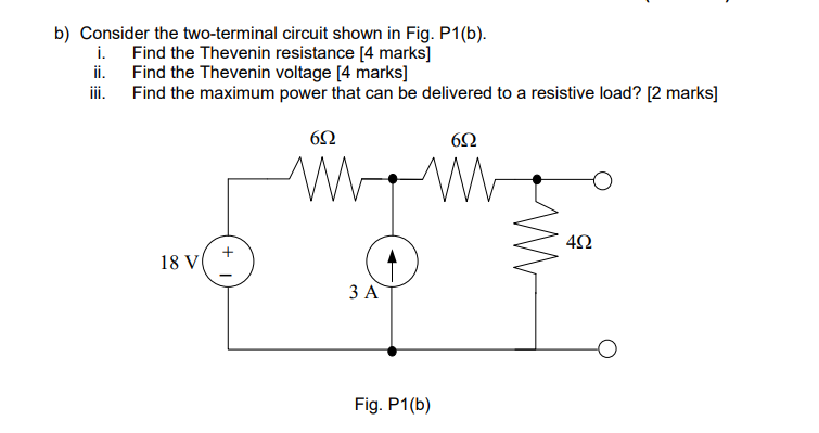 Solved b) Consider the two-terminal circuit shown in Fig. | Chegg.com