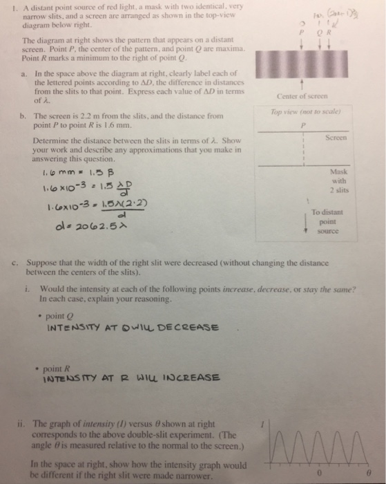 A distant point source of red light. a mask with two | Chegg.com