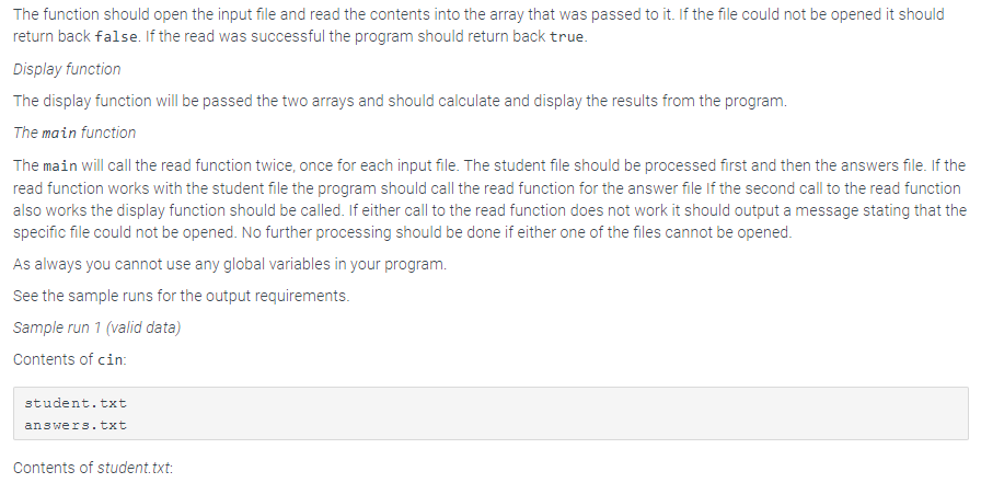 Solved in part 1 you will be creating a quiz grading | Chegg.com