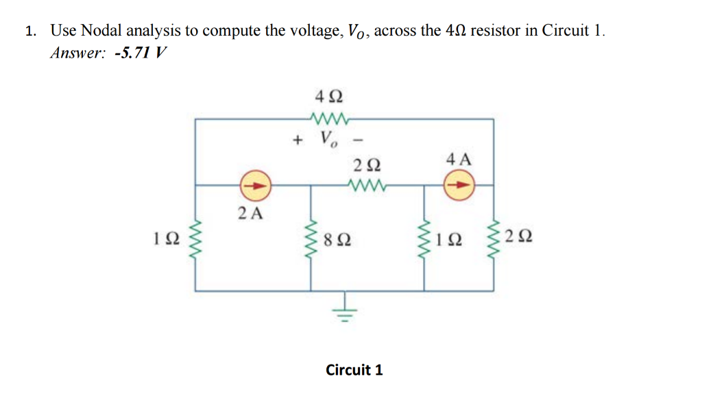 Solved Use Nodal analysis to compute the voltage, V_0, | Chegg.com