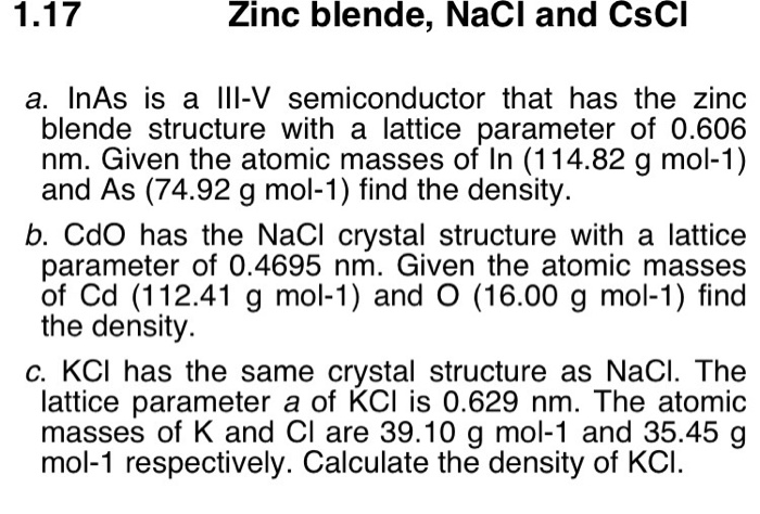 Solved InAs is a lll-V semiconductor that has the zinc | Chegg.com