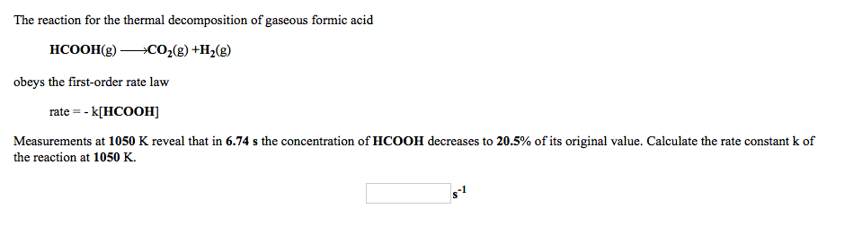 Solved The reaction for the thermal decomposition of gaseous | Chegg.com