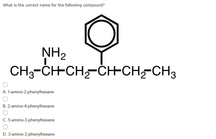Solved What is the correct name for the following compound? | Chegg.com