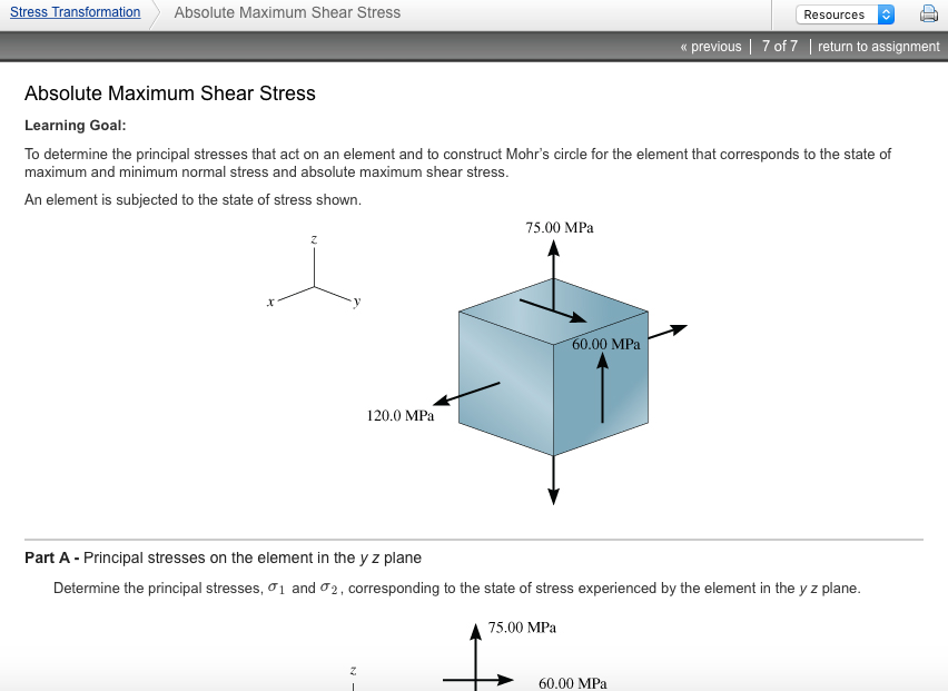 Solved Stress Transformation Absolute Maximum Shear Stress | Chegg.com