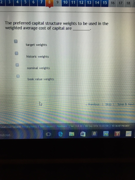 Solved The preferred capital structure weights to be used in | Chegg.com