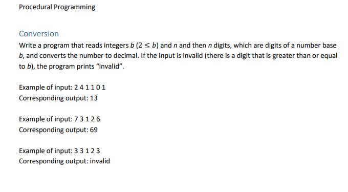 Solved Procedural Programming Conversion Write a program | Chegg.com