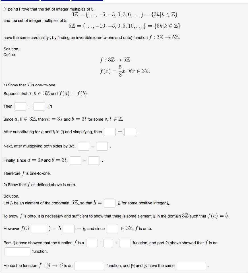 Solved (1 point) Prove that the set of integer multiples of | Chegg.com