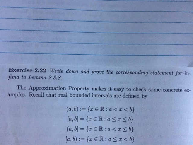 Solved Lemma 2.3.8 (Approximation Property for the Supremum) | Chegg.com