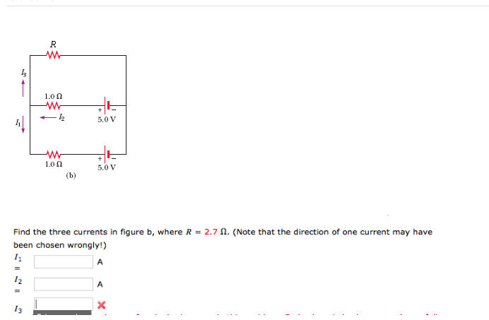 Solved Find the three currents in Figure b, where R = 2.7 | Chegg.com