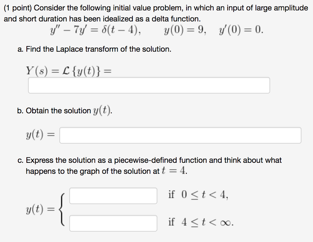 Solved (1 point) Consider the following initial value | Chegg.com