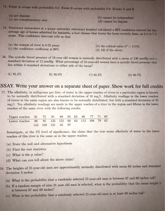 Solved Event A occurs with probability 0.2. Event B occurs | Chegg.com