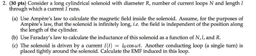 Solved 2 30 Pts Consider A Long Cylindrical Solenoid With