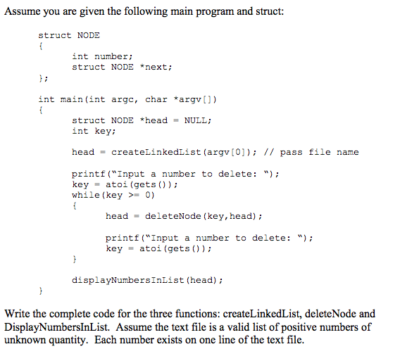 Solved Assume you are given the following main program and | Chegg.com