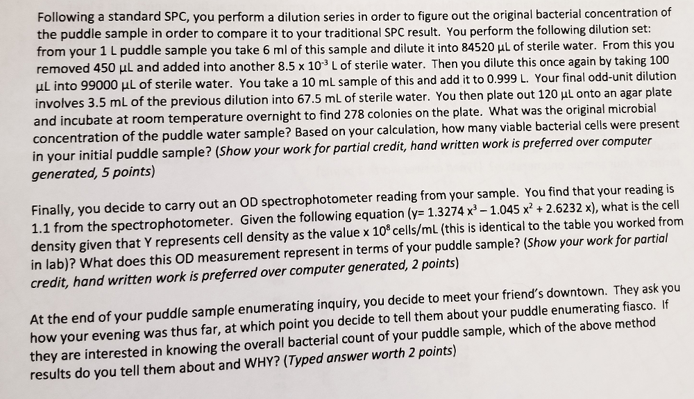 Solved 0.1ml o.(. 1m Olm o. 1ml 0.9ml sterile water Plate | Chegg.com