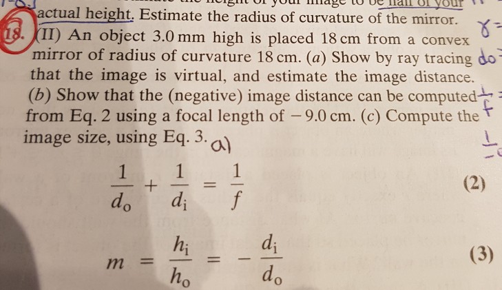 Solved ctual height, Estimate the radius of curvature of the | Chegg.com