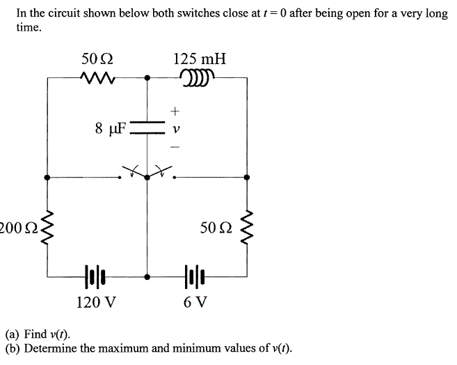 Solved In the circuit shown below both switches close at / = | Chegg.com