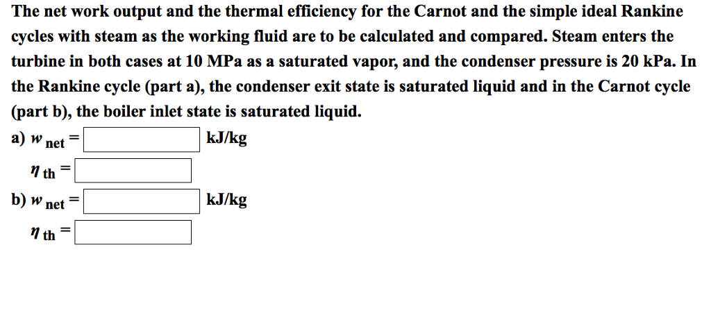 Solved The net work output and the thermal efficiency for | Chegg.com