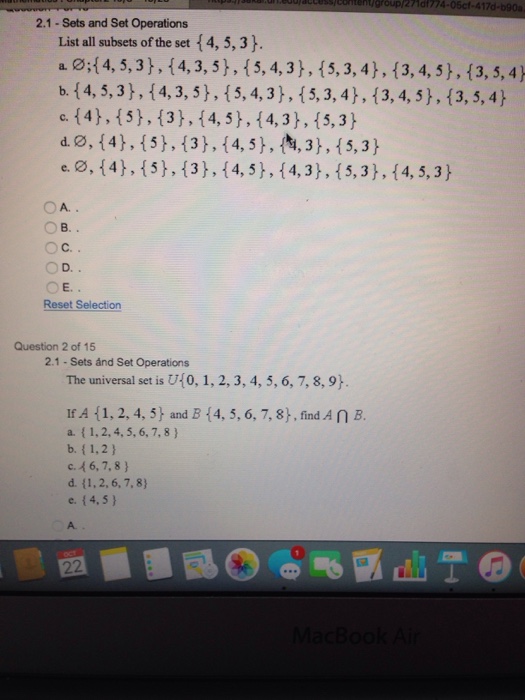 Solved 2.1 - Sets and Set Operations List all subsets of the | Chegg.com