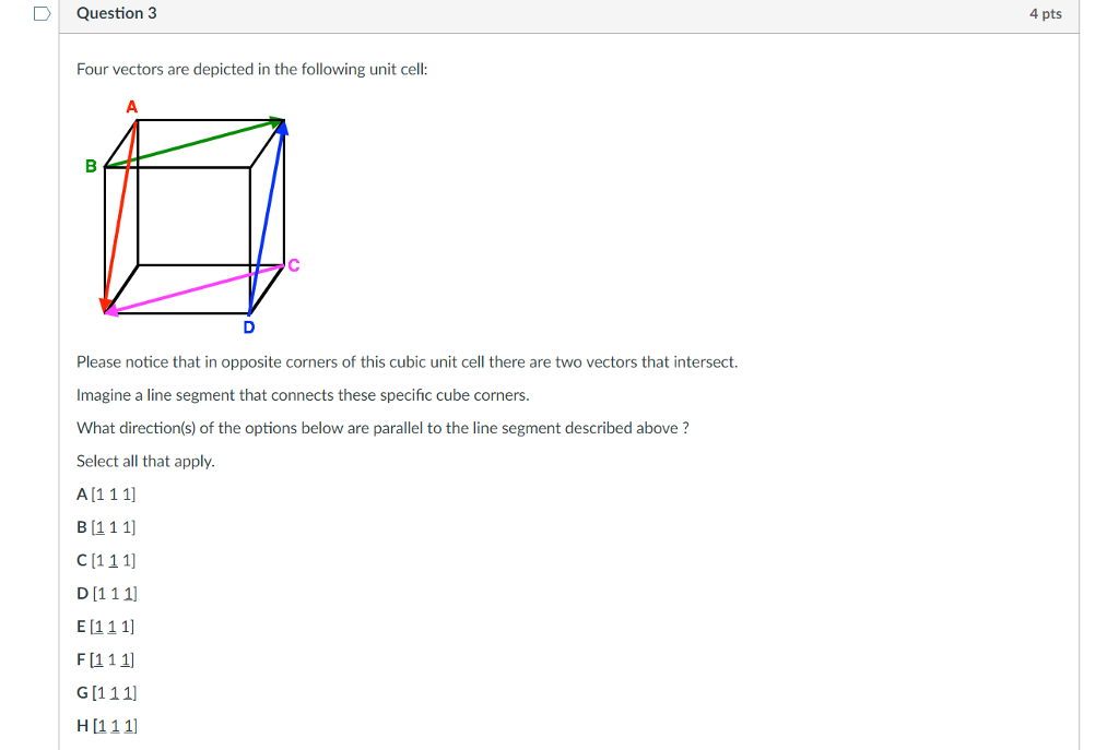 Solved Question 3 4 Pts Four Vectors Are Depicted In The