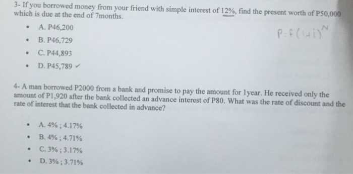 Solved If you borrowed money from your friend with simple | Chegg.com