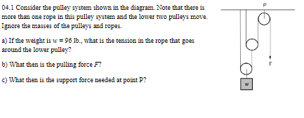 Solved 04.1 Consider the pulley system shown in the diagram | Chegg.com