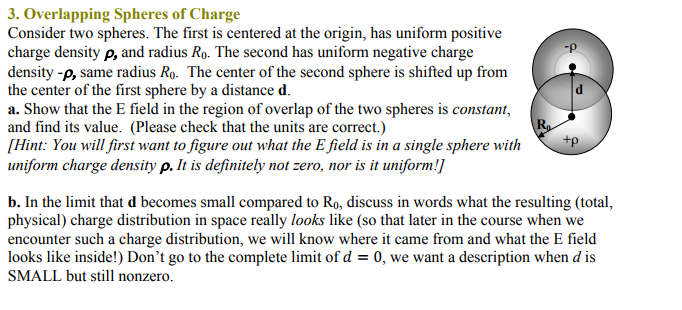 Solved 3. Overlapping Spheres of Charge Consider two | Chegg.com
