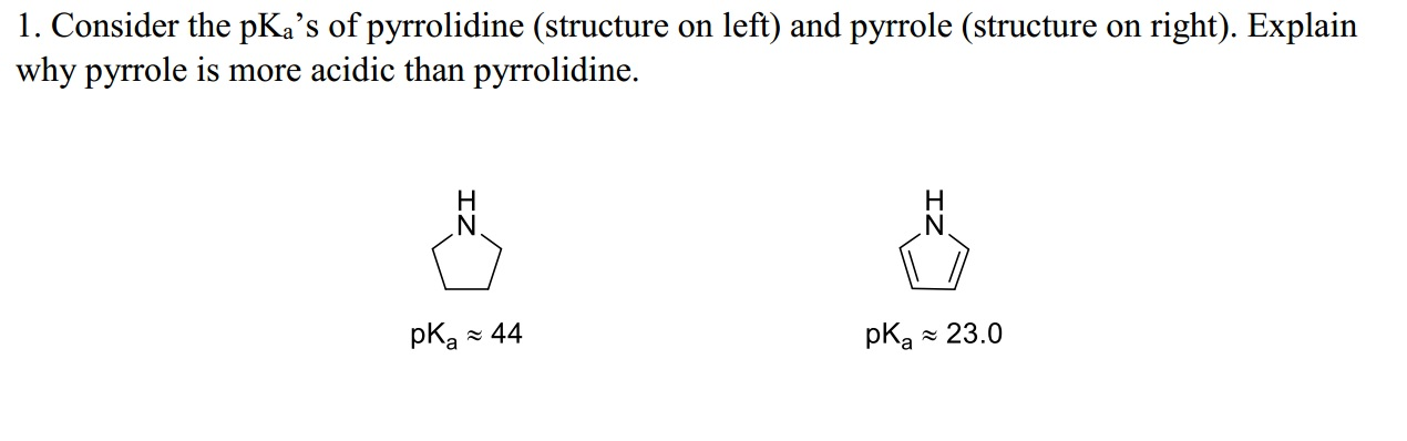 Solved Consider the pK_a's of pyrrolidine (structure on | Chegg.com Solved Consider the pK_a's of pyrrolidine (structure on | Chegg.com
