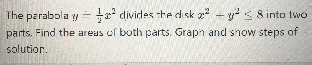 Solved The parabola- x2 divides the disk x2 + y2