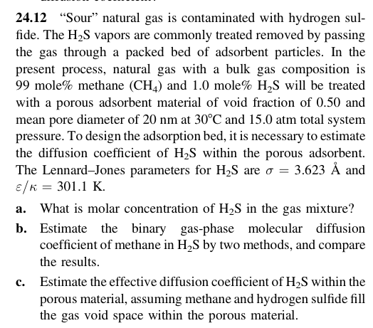 24.12 Sour natural gas is contaminated with hydrogen | Chegg.com