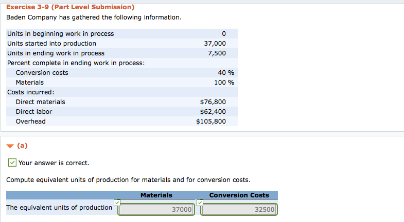 Solved Exercise 3-9 (Part Level Submission) Baden Company | Chegg.com