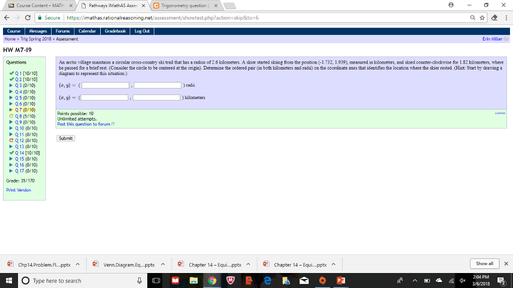 Solved E Course Content – MATH- X / G Pathways IMathAS Asses | Chegg.com