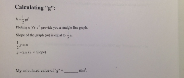 Solved Calculating "g": Ploting h Vs. provide you a straight | Chegg.com