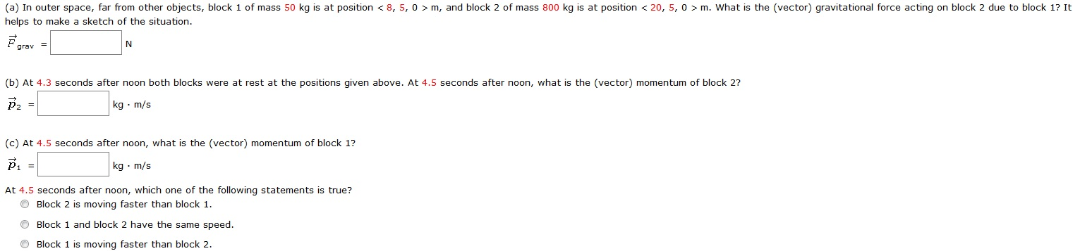 Solved In outer space, far from other objects, block 1 of | Chegg.com