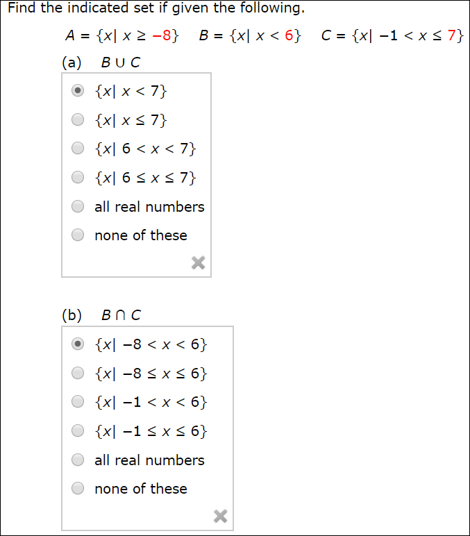 Solved Find the indicated set if given the following. A = | Chegg.com