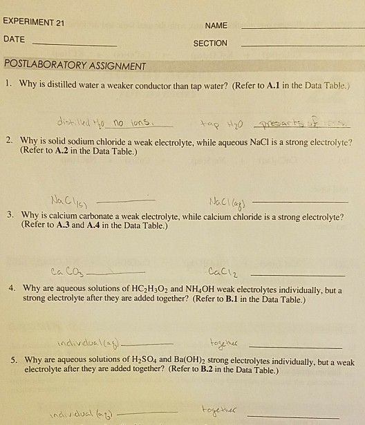 EXPERIMENT 21 DATE POSTLABORATORY ASSIGNMENT 1. Why | Chegg.com