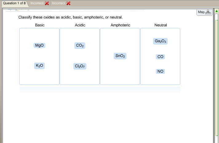 Solved Question 1 of 8 Classify these oxides as acidic, | Chegg.com