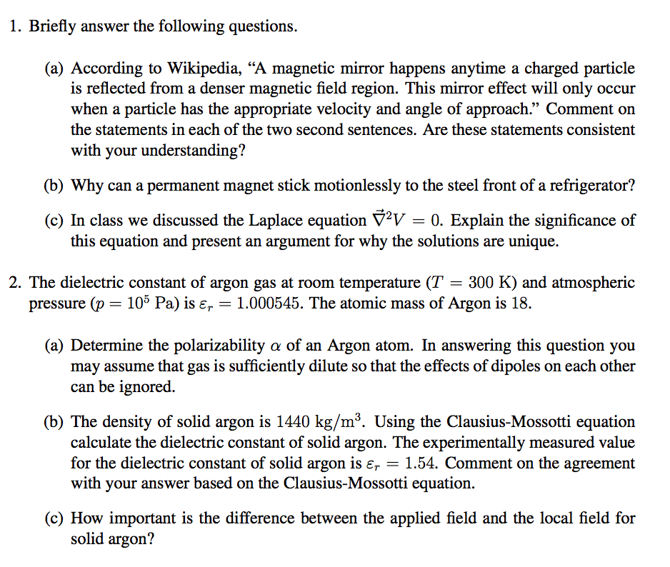 Solved 1 Briefly Answer The Following Questions a Chegg