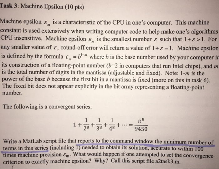 Machine Epsilon Epsilonm Is A Characteristic Of The 