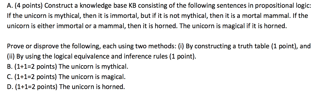 Solved Construct a knowledge base KB consisting of the | Chegg.com