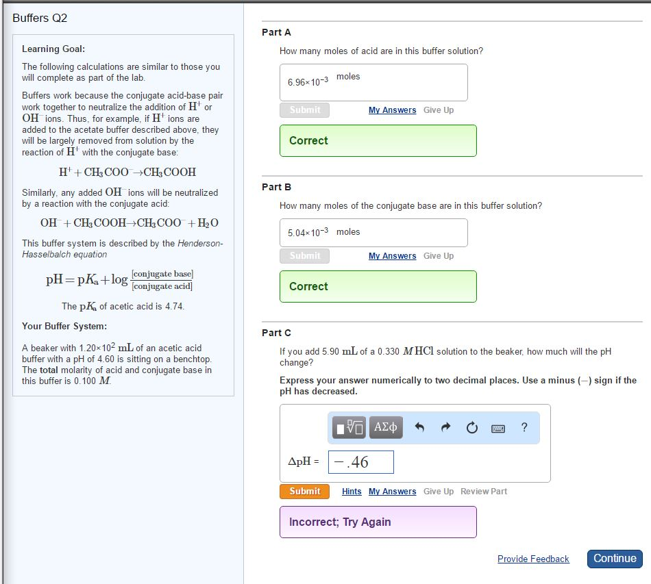 Solved Buffers Q2 Part A Learning Goal: How many moles of | Chegg.com