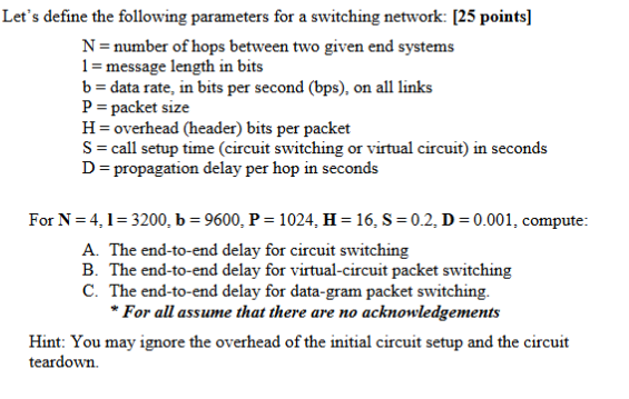 Solved Let's define the following parameters for a switching | Chegg.com
