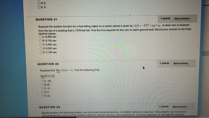 Solved Suppose The Position Function For A Free Falling