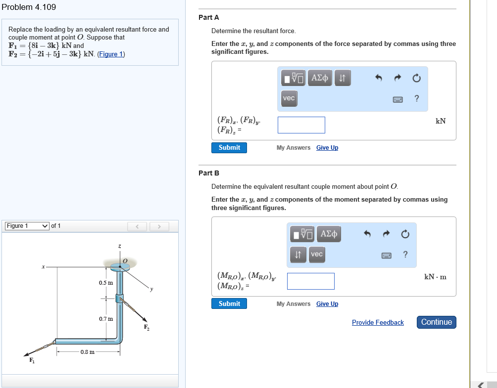 Solved Replace the loading by an equivalent resultant force | Chegg.com