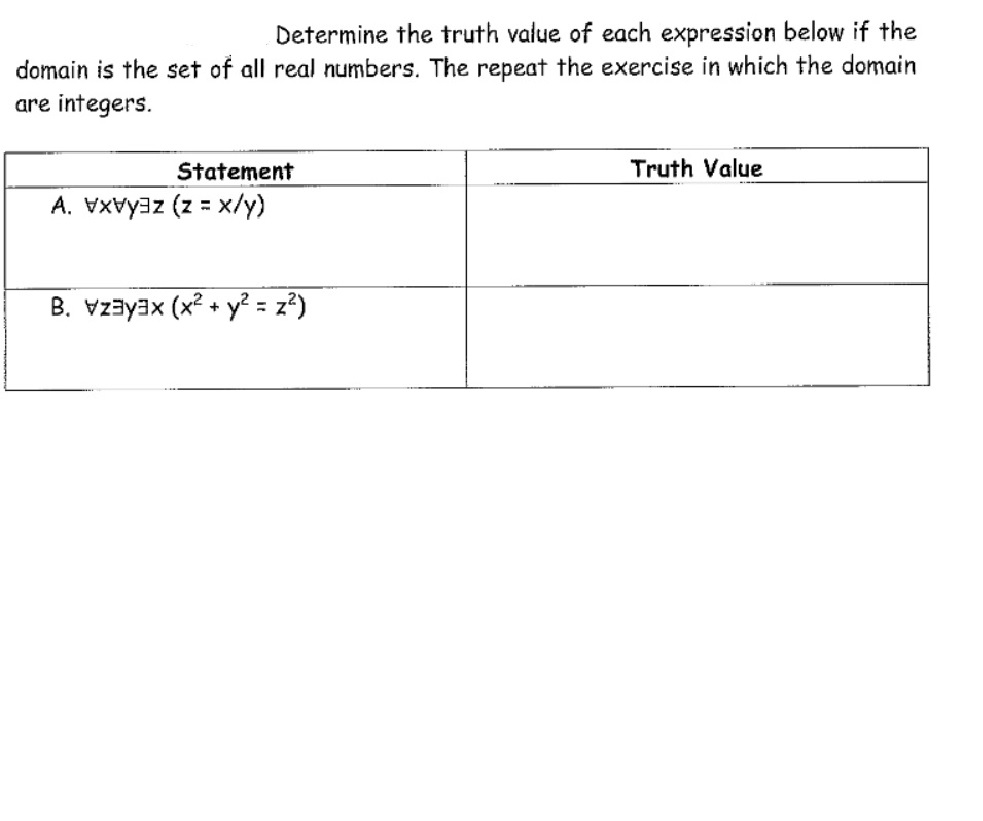Solved Determine the truth value of each expression below if | Chegg.com
