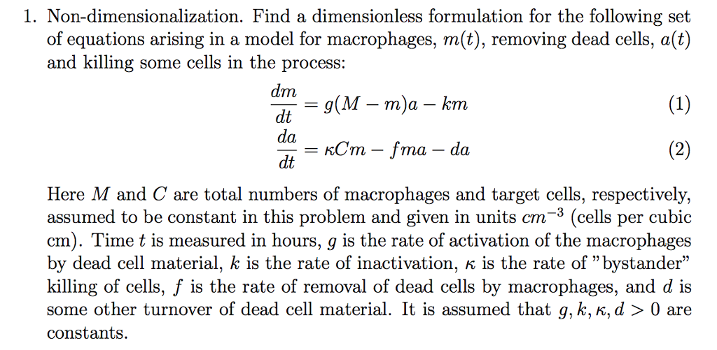 Solved 1. Non-dimensionalization. Find a dimensionless | Chegg.com