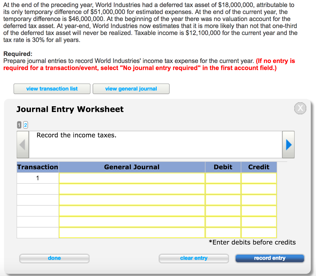 Solved At the end of the preceding year, World Industries | Chegg.com