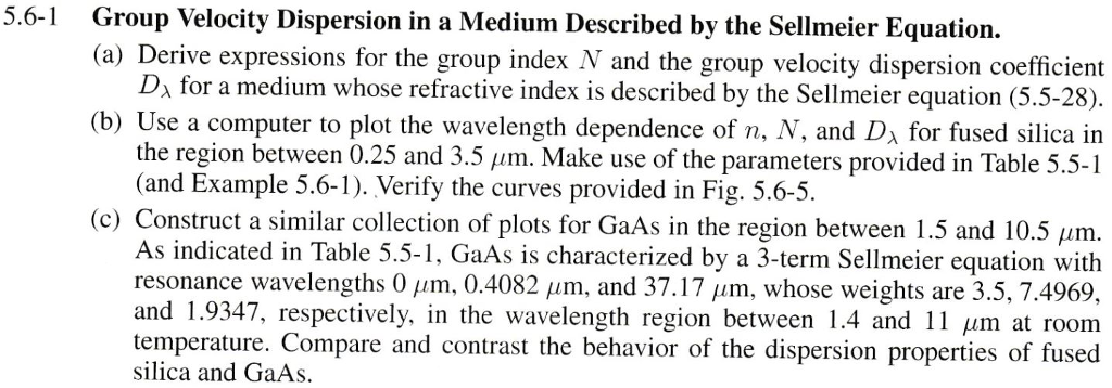 5.6-1 Group Velocity Dispersion in a Medium Described | Chegg.com
