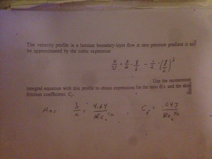 Solved The velocity profile in a laminar boundary-layer flow | Chegg.com