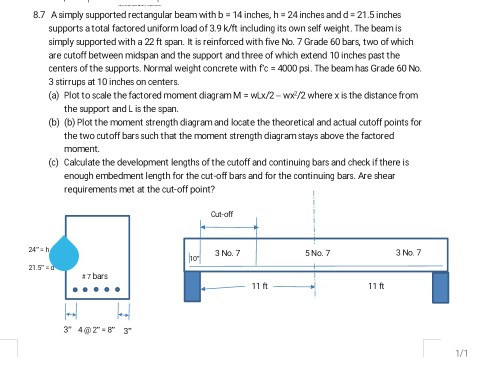 Solved A simply supported rectangular beam with b = 14 | Chegg.com